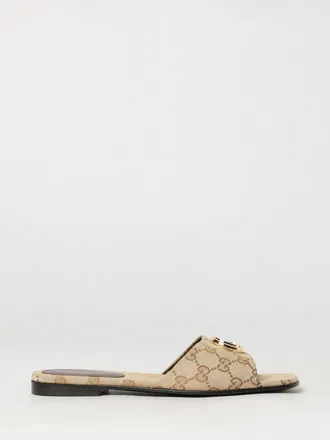 Gucci Mules en coton jacquard avec monogramme GG et bout carr&eacute;