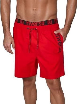 Riverso Short de Bain RIVBobby pour Homme - Short de Bain dété - Short de Plage - avec Cordon de Serrage - Imprimé - 100% Polyester - Noir - Vert - Orange - R