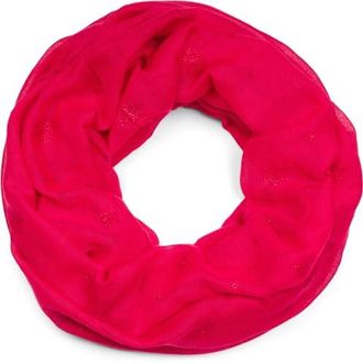 styleBREAKER Echarpe femme loop avec flocons de neige scintillants imprim&eacute;s, &eacute;charpe tube douce unie, foulard 01017064, couleur:Rouge