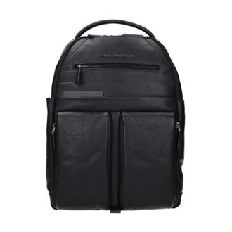 Piquadro Schwarzer Leder-Rucksack mit mehreren F&auml;chern - - Bags - Herren - Schwarzk - ONE SIZE