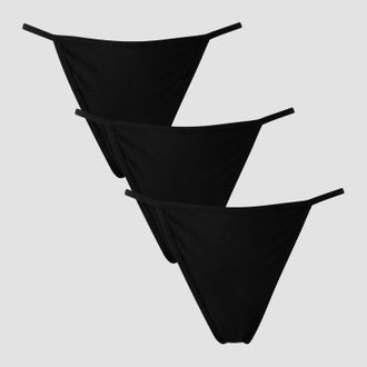 MyProtein String échancré taille mi-haute MP pour femmes (lot de 3) - Noir - M