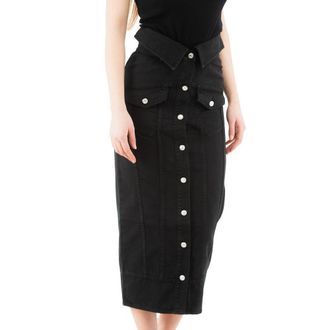 Moschino Womens Black Cotton Midi Skirt