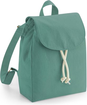 noTrash2003 Kleiner City Rucksack aus 340g Schwerer Canvas Bio-Baumwolle mit Ziehkordelverschluss und Druckknopf in 5 Farben 22 x 30 x 12 cm 5 Liter Volumen (Sage