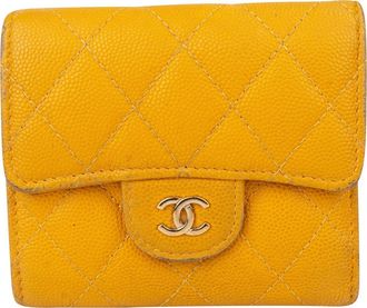 Chanel Portemonnaie - Chanel Quilted Caviar Leather CC Wallet - Gr. unisize - in Gelb - für Damen