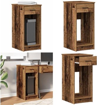 vidaXL Vidaxl - Support de tour dordinateur avec tiroir vieux bois 35x45x77 cm