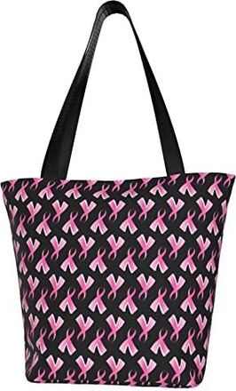 AOOEDM Cancer du sein ruban rose sac fourre-tout r&eacute;utilisable femmes sac &agrave; main d&eacute;contract&eacute; sacs &agrave; bandouli&egrave;re pour faire les courses &eacute;picerie voyage &agrave; lext&eacute;