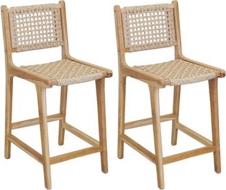 Aubry Gaspard Tabouret de bar en teck naturel BAIA (Lot de 2) Hauteur 110 cm