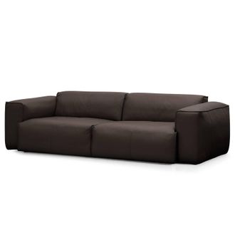 Studio Copenhagen home24 3-Sitzer Sofa Braun Echtleder Neka 251 x 71 x 102cm Modern