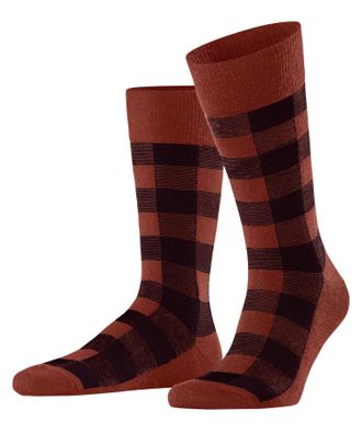 Burlington Herren Socken Buffalo Check M So Wolle gemustert 1 Paar, Gelb Sunset 8038, 40-46