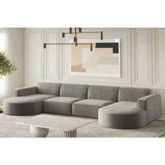 Fun M&ouml;bel Wohnlandschaft U-Form Sofa palma xl in Stoff Noel Grau
