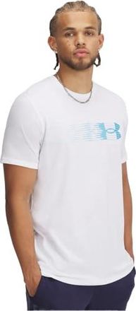 Under Armour T-Shirt pour Homme avec Logo Flyin sur la Poitrine Gauche, Blanc / / Bleu éther, M