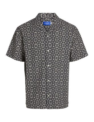 Jack & Jones Herren JORLUKE Seersucker Resort Shirt SS LN Kurzarmhemd 12255206,Schwarz,L