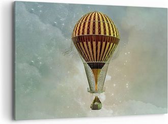 Arttor Wandbilder Dekoration Wohnzimmer Ballon Fliege Wolken Bilder auf Leinwand 120x80cm Leinwandbild Schlafzimmer Küche Deko Wand Kunstdruck Art Groß XXL W