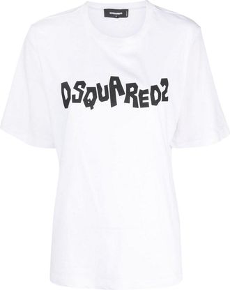 Dsquared2 Kontrast-markenlogo Wei&szlig;es T-shirt