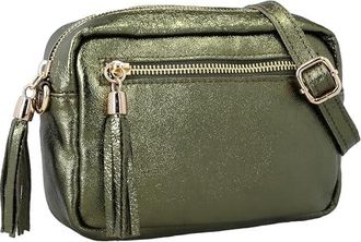 Gusti Cariba Sac à bandoulière en cuir pour femme Vert brillant