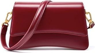 Generic Sacs à bandoulière vintage en cuir véritable pour femmes 2025 de luxe Designer Sacs à main carrés pour femmes, rouge foncé, Taille unique