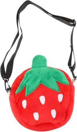 FOMIYES Sac Bandoulière Fraise Peluche Mignon pour Téléphone et Petits Objets Fermeture Éclair Facile à Nettoyer Quotidien Extérieur Femme Fille Couleur Aléat