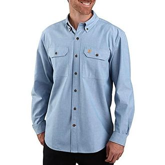 Carhartt Work in Progress Chemise à Manches Longues Original Fit pour Homme Chemise de Travail avec Boutons (1-Pack), Chambray Bleu, XL Taille Tall