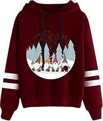Generic Pull De Noel Femme Pull Noel Femme Sweat Noel Coupe Cool Confortable Sweat Capuche Nain Imprimé Manches Longues Décontracté Casual