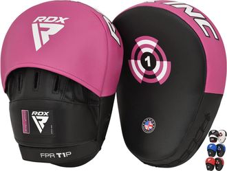 RDX Sports Handpratzen Kampfsport Boxen MMA Training, Maya Hide Leder, Boxpads Schlagpolster Kickboxen Boxpratzen Wei&szlig; Schwarz, Trainerpratzen Handschlagpolster 