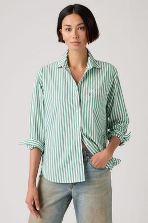 Levi's Harlie Boyfriend Shirt - Femme - Vert / Serafina Stripe Pine Green - XS