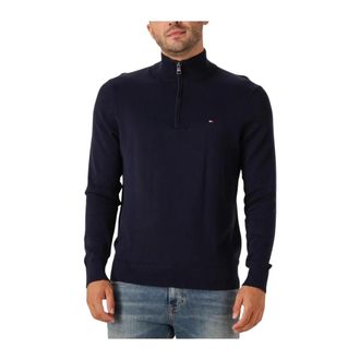 Tommy Hilfiger Essential Cotton Zip Mock Sweater - - Knitwear - Herren - Blau - 2XL