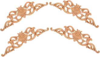 DOITOOL 4 Stück Teiliges Europäische Holzornamente Geschnitzte Applikationen aus Robustem Gummibaumholz Filigrane Möbelverzierungen für DIY Schrank Tv möbel W