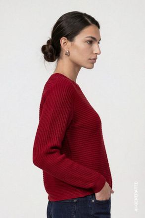 Monari Strickpullover Pullover Basic monari Rippe Regular fit mit Rundhalsausschnitt