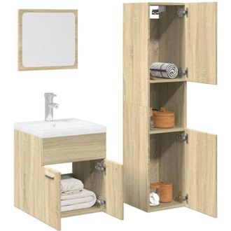 vidaXL Vidaxl - Ensemble de meubles de salle de bain 3 pcs ch&ecirc;ne sonoma