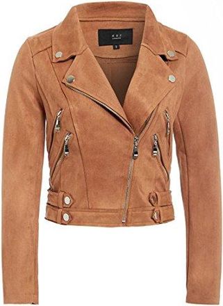 SS7 Veste de motard en daim synthétique pour femme Taille 36 38 40 42 Noir Gris, peau, 38