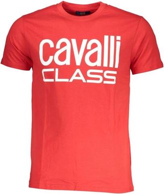 Cavalli Rotes Logo Tee Kurzarm Shirt - - Tops - Herren - Rot - L