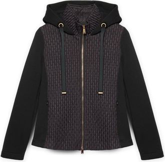Fiorella Rubino Femme, Vestes, Noir, Taille: 50 FR Veste L&eacute;g&egrave;re en Duvet Bi-mati&egrave;re avec Capuche