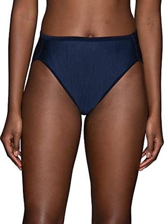 Vanity Fair Illumination Hi Cut Panties, Silky Stretch & Satin Trim Slips, Bleu Marine fant&ocirc;me, L Femme