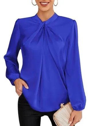 Grace Karin Chemisier &agrave; Manches Longues et noeud Papillon pour Femme Cl2199-15 Saphir L