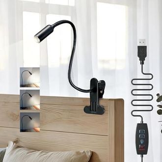 Hifree Lampe &agrave; pince en aluminium, lampe de lecture LED &agrave; col de cygne flexible &agrave; 360&deg;, Lampe de Bureau avec 10 niveaux de luminosit&eacute;, de chevet r&eacute;glable, le