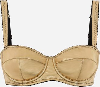 Dolce & Gabbana Balconette-bh Aus Jersey In Metallic-optik - Frau Unterwäsche Gold Jersey 2b