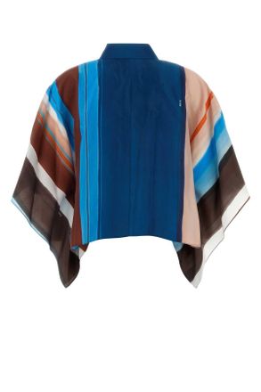 Fendi Womens Printed Silk Shirt Powder Pink-Laguna Exterior: Camicie Pink/laguna
