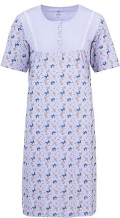 Zeitlos Chemise de nuit à manches courtes pour femme Papillon Papillon Boutons M-2XL Boutonnière Chemise de nuit, lilas, XXL