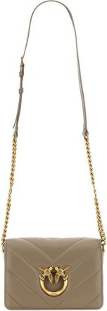 Pinko Womens Click Mini Love Bag Beige Leather Shoulder