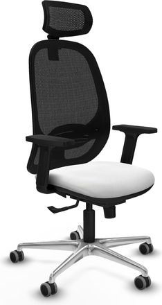 Piqueras y Crespo B&uuml;rostuhl, wei&szlig;es Netzgewebe, 2D-Armlehnen, h&ouml;henverstellbare Lendenwirbelst&uuml;tze und Kopfteil, h&ouml;henverstellbar und neigbar, Schwarz/Wei&szlig;