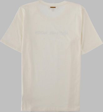 Michael Michael Kors Womens Rhinestone Logo Cotton T-Shirt Ivory T-Shirts And Polos