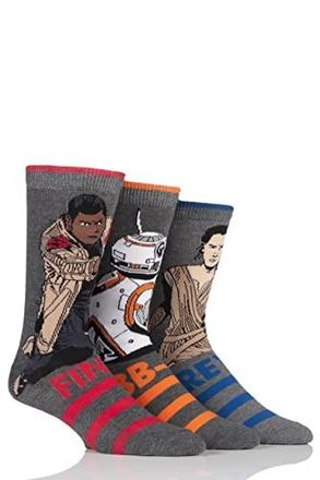 SockShop Hommes 3 Paires Star Wars nouveaux h&eacute;ros BB-8, Rey et Finn Chaussettes Assorti 40-45