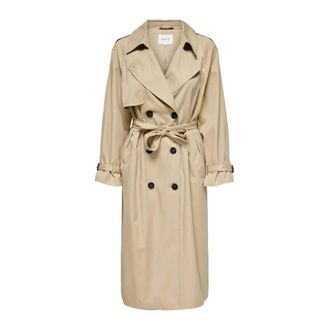 Only Beiger Knopfmantel mit Reverskragen - - Coats - Damen - Beige - L