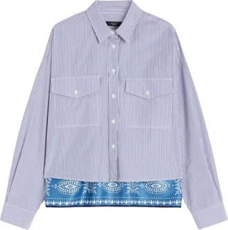 Max Mara Femme, Blouses et Chemises, Bleu, Taille: 38 FR Doria Chemise en Coton avec Détails Uniques
