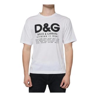 Dolce & Gabbana Wei&szlig;e Baumwoll Logo Print T-Shirt - - Tops - Herren - Wei&szlig; - S
