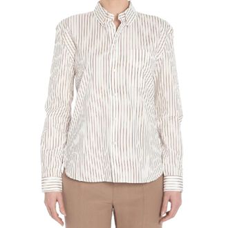 Saint Laurent Beige Gestreiftes Klassisches Hemd mit Kragen - - Blouses & Shirts - Damen - Beige - L