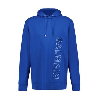 Balmain Homme, Sweatshirts et sweats &agrave; capuche, Bleu, Taille: M Sweat &agrave; Capuche avec Logo en Relief
