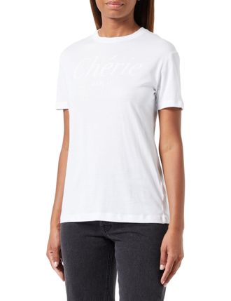 Replay Damen T-Shirt Kurzarm aus Baumwolle mit Print, Optical White 001 (Wei&szlig;), M