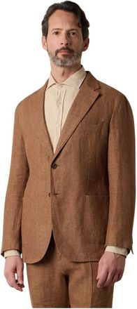 Brooks Brothers Homme, Costumes, Brun, Taille: 4XL Herringbone Linen Blazer
