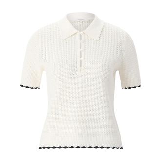 Frame Denim Feinstrick-Polo-Shirt - - Tops - Damen - Beige - S